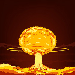 Nuclear explosion in cartoon style on comic Vector Image