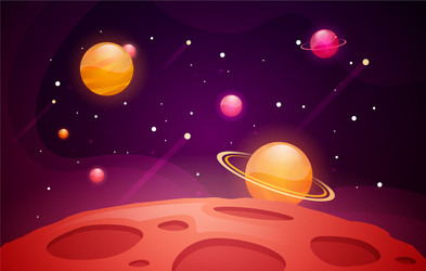 Space landscape with red Royalty Free Vector Image