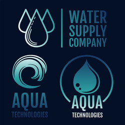 Fresh water logos and labels set with aqua Vector Image