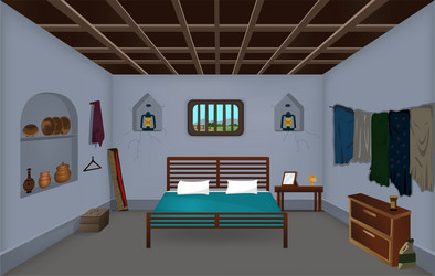Village room inside cartoon background Royalty Free Vector