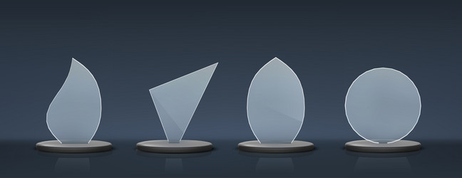 Clear glass trophy awards isolated set glossy Vector Image
