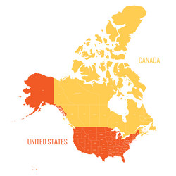 United states and canada political map Royalty Free Vector