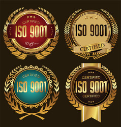 Iso 14001 certified golden label Royalty Free Vector Image