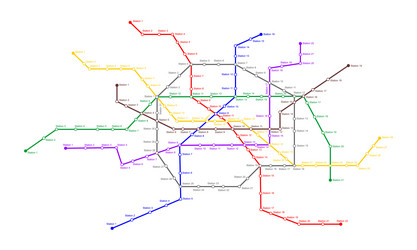 Metro map template subway scheme with 3 colored Vector Image