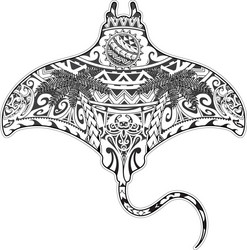 Maori style manta ray tattoo Royalty Free Vector Image
