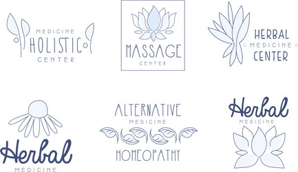 Alternative homeopathy center hand drawn labels Vector Image