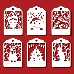 Christmas tags santa ball tree Royalty Free Vector Image
