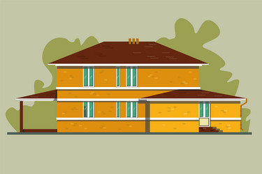 Facade a two-storey brick house side view Vector Image