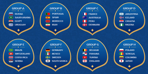 Russia world cup schedule chart Royalty Free Vector Image