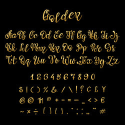 Gold Cursive Fonts Alphabet Calligraphy Vector Images (62)