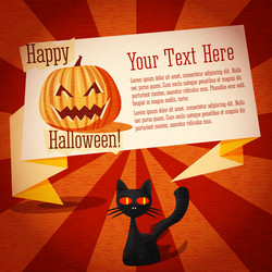 Happy halloween cute retro banner on craft paper Vector Image