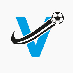 Letter v soccer logo football concept Royalty Free Vector