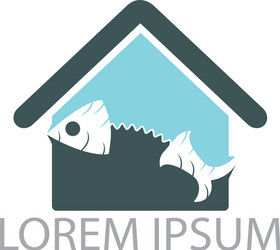 Fish house logo design Royalty Free Vector Image