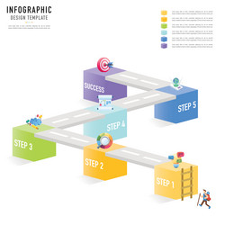Rectangular isometric roadmap infographic Vector Image