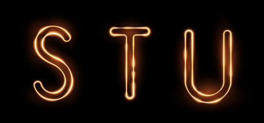 Three letters pqr drawn with a fiery line Vector Image