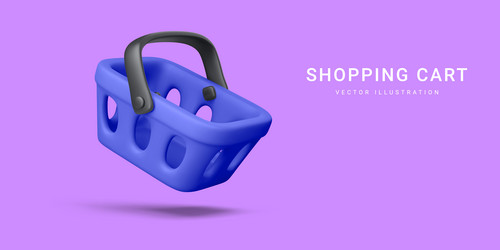 3d realistic blue plastic shopping cart isolated Vector Image