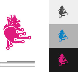 Heart tech logo template creative human Royalty Free Vector