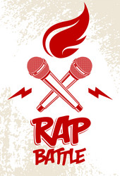 Rap battle logo or emblem with two microphones Vector Image