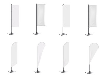 White blank event flag mockup set vertical banner Vector Image