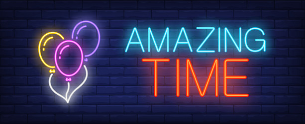 Snowy time neon text with snowflake Royalty Free Vector