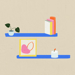 Hand drawn hanging shelf with books Royalty Free Vector