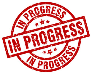 Square grunge red in progress stamp Royalty Free Vector