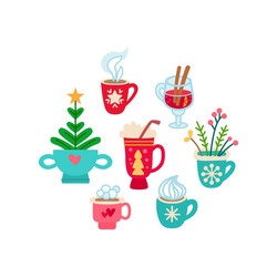 Traditional christmas drinks flat Royalty Free Vector Image