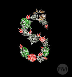 S letter flower alphabet colorful font Royalty Free Vector