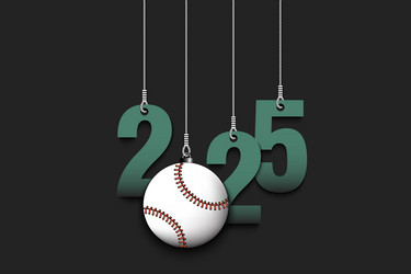 Happy new year 2025 and baseball ball Royalty Free Vector