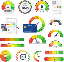 Credit score indicators and gauges set Royalty Free Vector