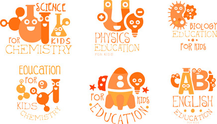 Kids education and learning logo set chemistry Vector Image