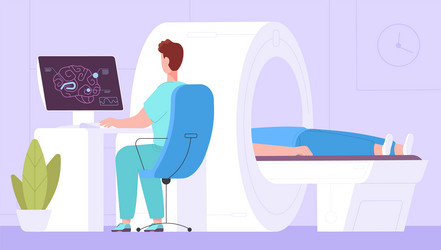 Cartoon ct mri tomography screening concept Vector Image