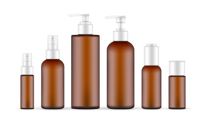 Amber rectangular plastic pump bottles mockup Vector Image