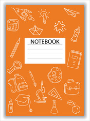 Cover notebook school doodles icons hand drawn Vector Image