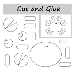 Diy worksheet color cut and glue Royalty Free Vector Image