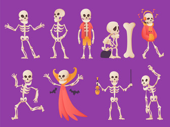 Funny cartoon skeleton posing while running Vector Image