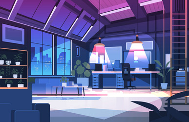 Modern loft interior of night open space home Vector Image