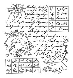 Page with magic spells and mystic drawings Vector Image