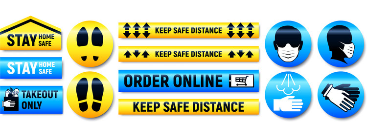 Keep distance and stay home stickers markers Vector Image