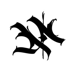 Letter m in gothic style alphabet symbol Vector Image