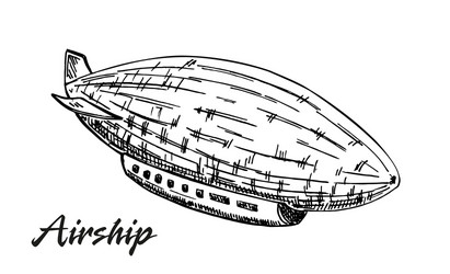 Flying airship airships or zeppelins Royalty Free Vector