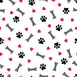 Pet footprint seamless pattern animal dog Vector Image
