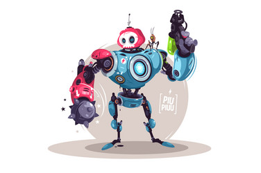 A robot dinosaur with weapon Royalty Free Vector Image