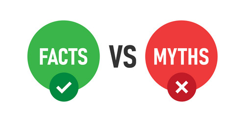 Myths vs facts icon in flat style true or false Vector Image