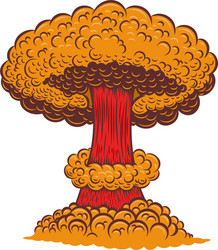 Nuclear explosion in cartoon style on comic Vector Image
