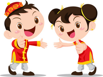 Cartoon chinese kids Royalty Free Vector Image