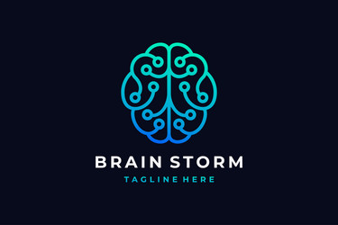 Techno brain logo design template Royalty Free Vector Image