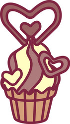 Valentines day muffin with hearts Royalty Free Vector Image