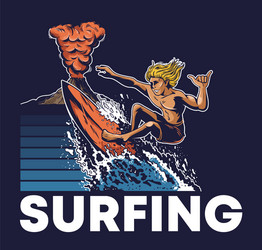 Man extreme surfer riding on big ocean wave Vector Image