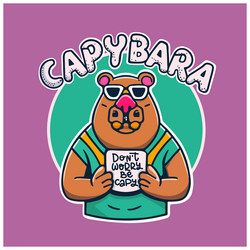 Capybara sticker hand drawn Royalty Free Vector Image